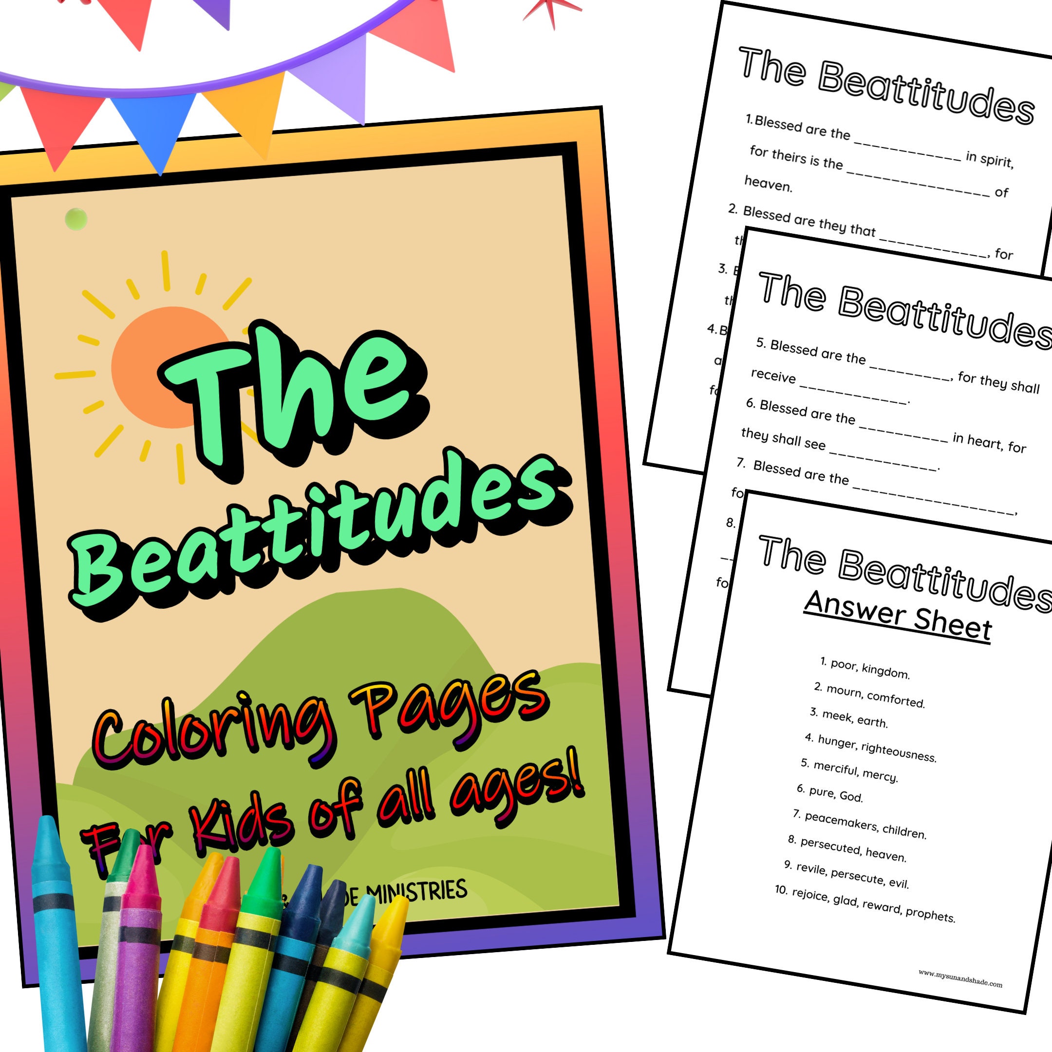 The BEATTITUDES Coloring Pages, Sermon on the Mount Children, Bible ...