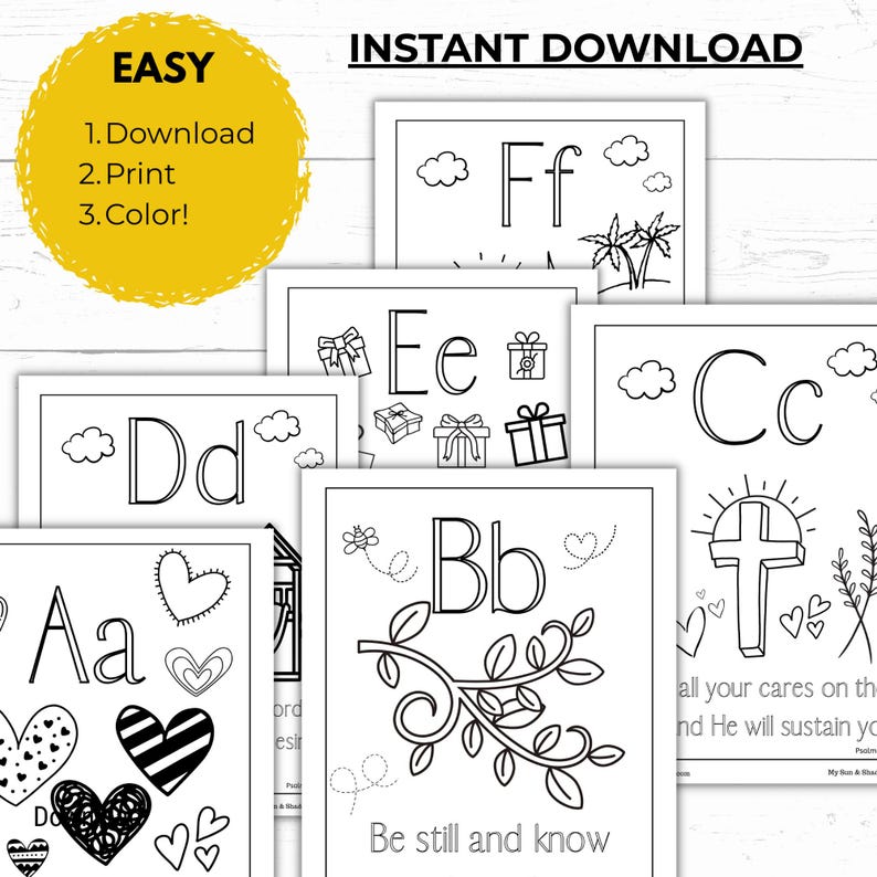 ABC Bible Verse Coloring Pages: Pre-k Homeschool Activity (digital ...
