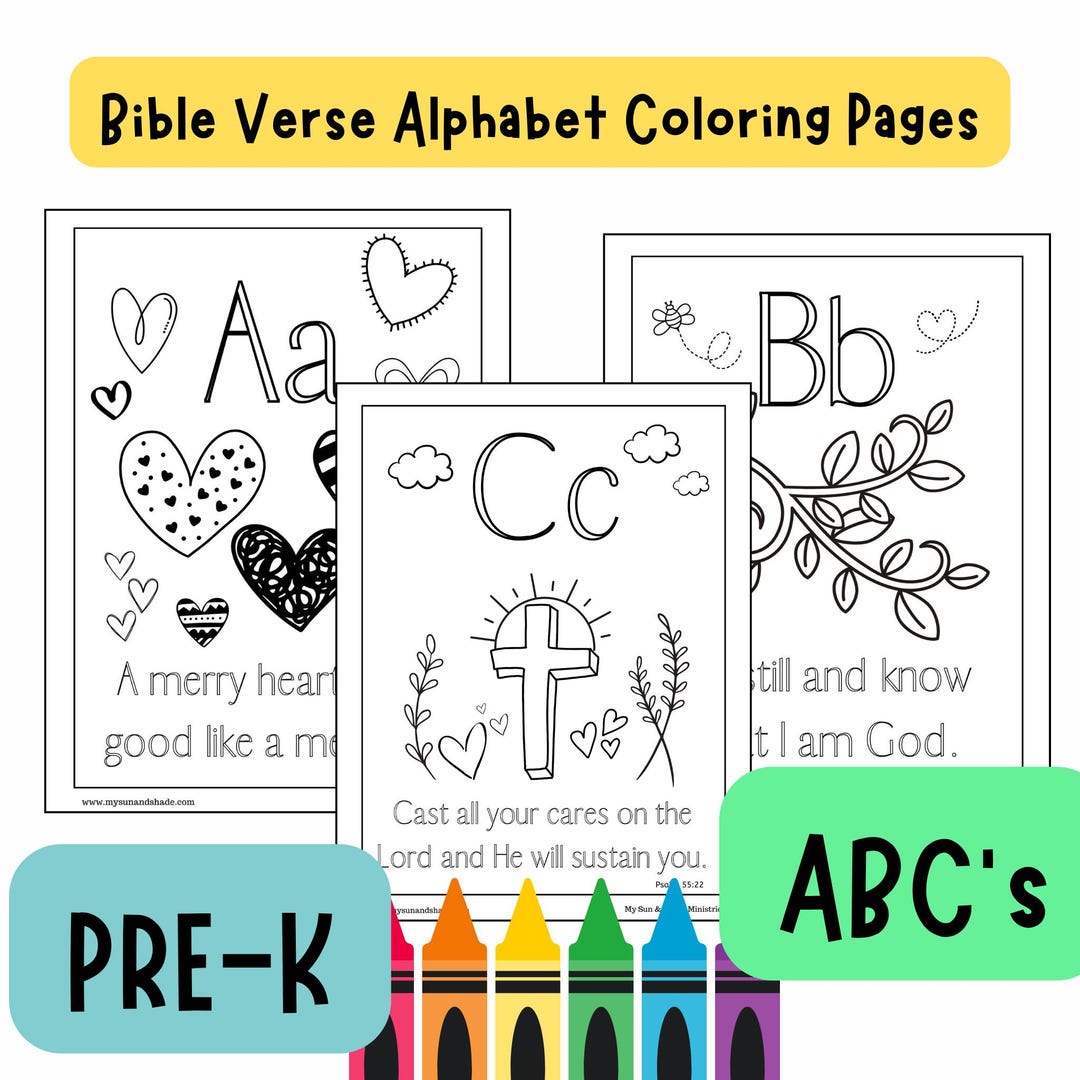 ABC Bible Verse Coloring Pages: Sunday School Activity (digital ...