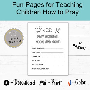 Teach Kids How to Pray, Easy Fun Worksheets on Prayer, Bible Lesson ...