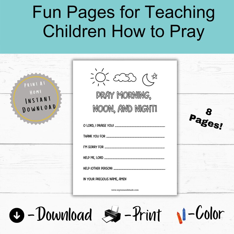 Teach Kids How to Pray, Easy Fun Worksheets on Prayer, Bible Lesson ...