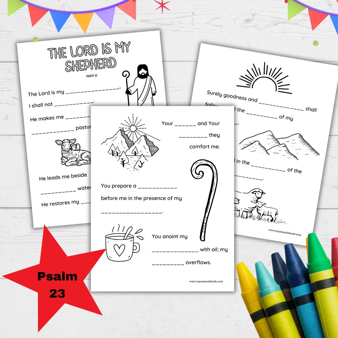 Psalm 23 Coloring Pages: Bible Scripture Activity (digital Download) - Etsy