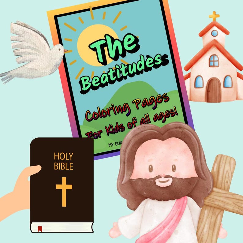 Beatitudes Coloring Pages: Bible Worksheets for Kids (digital Download ...