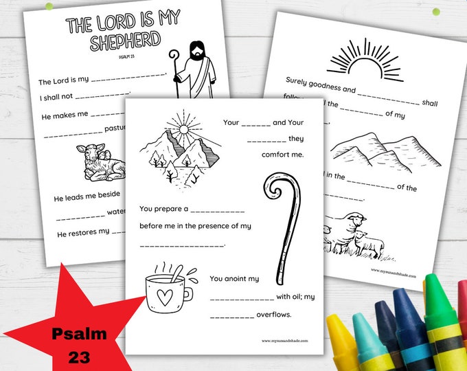 Psalm 23 Bible Study, Christian Printable Activity Pack, the Lord is My ...