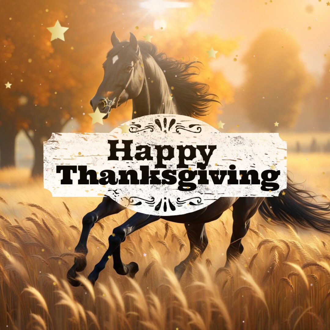 E-CARD Happy Thanksgiving Cowboy Horse Themed Message Send - Etsy