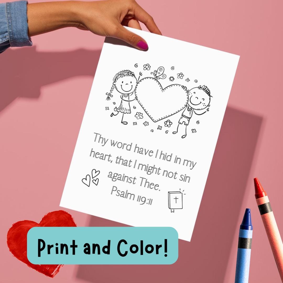 Thy Word Have I Hid in My Heart, KJV Bible Verse Craft Project, Easy ...