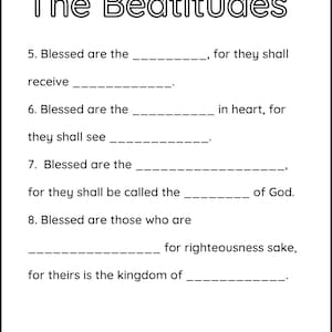 The Beatitudes Activity Packet for Kids: Sermon on the Mount Pages ...