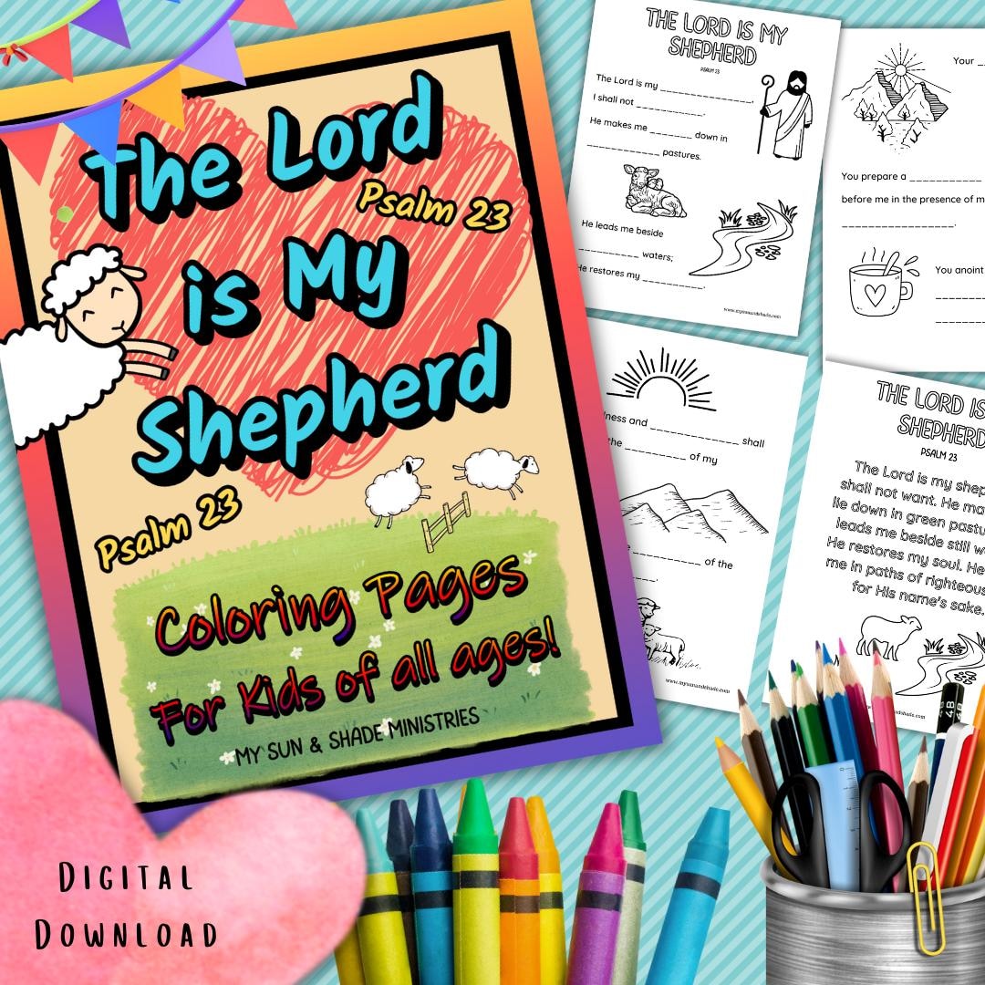 The Lord is My Shepherd, Coloring Page Packet, Bible Paper Craft, Psalm ...
