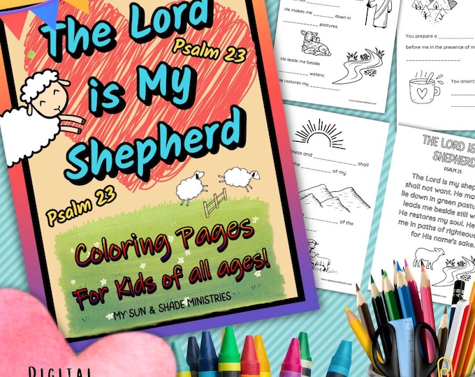 Psalm 23 Bible Study, Christian Printable Activity Pack, the Lord is My ...
