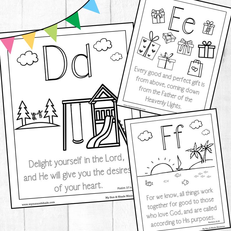 ABC Bible Verse Coloring Pages: Early Education Printables (digital ...