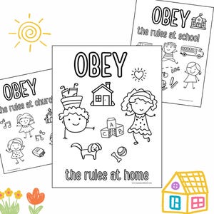 OBEY the RULES Coloring Pages: Home, School, Church Activity (digital ...
