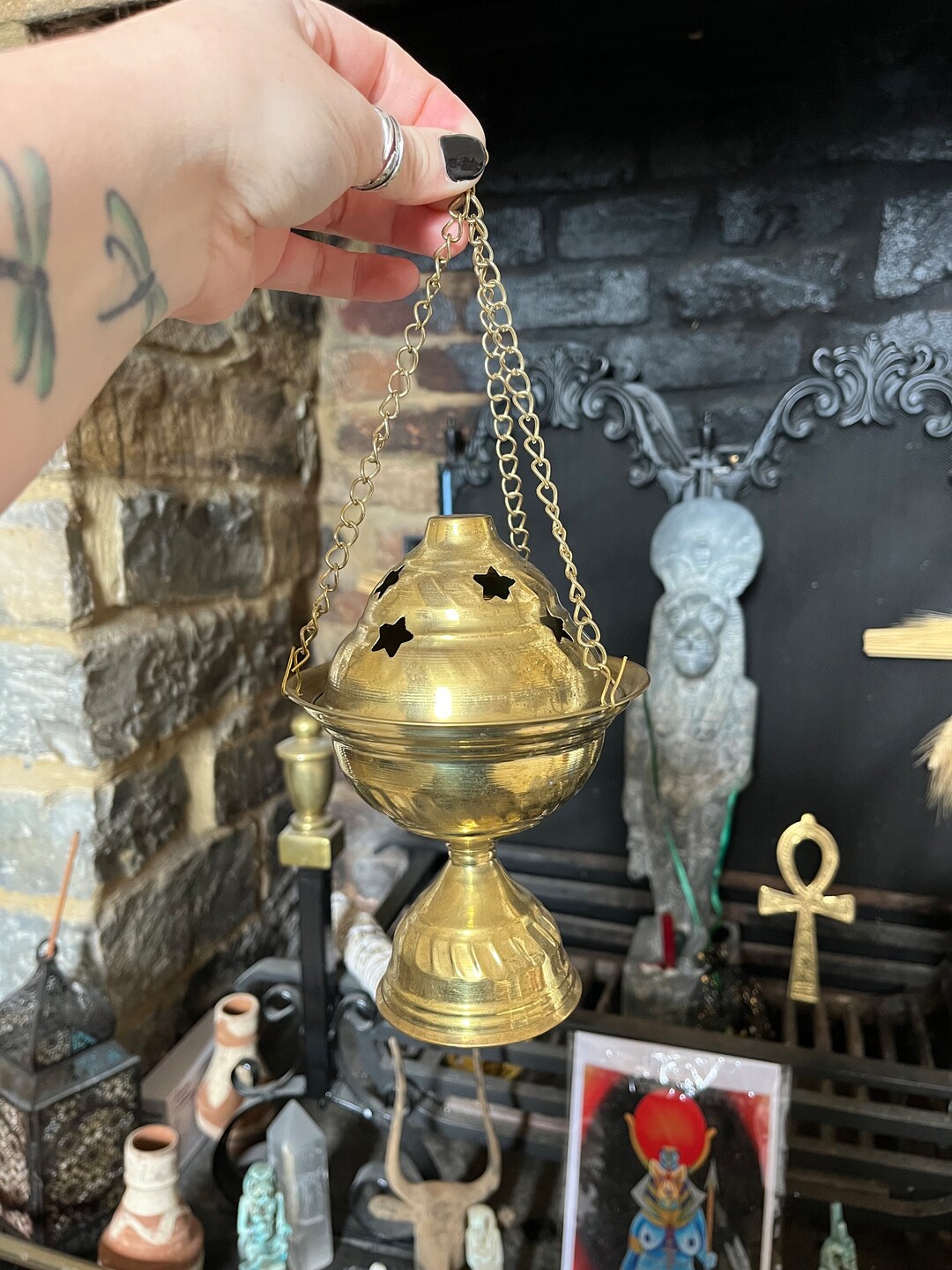 Brass Hanging Incense Burner *made in Egypt/ Resin / Altar/ Goddess ...