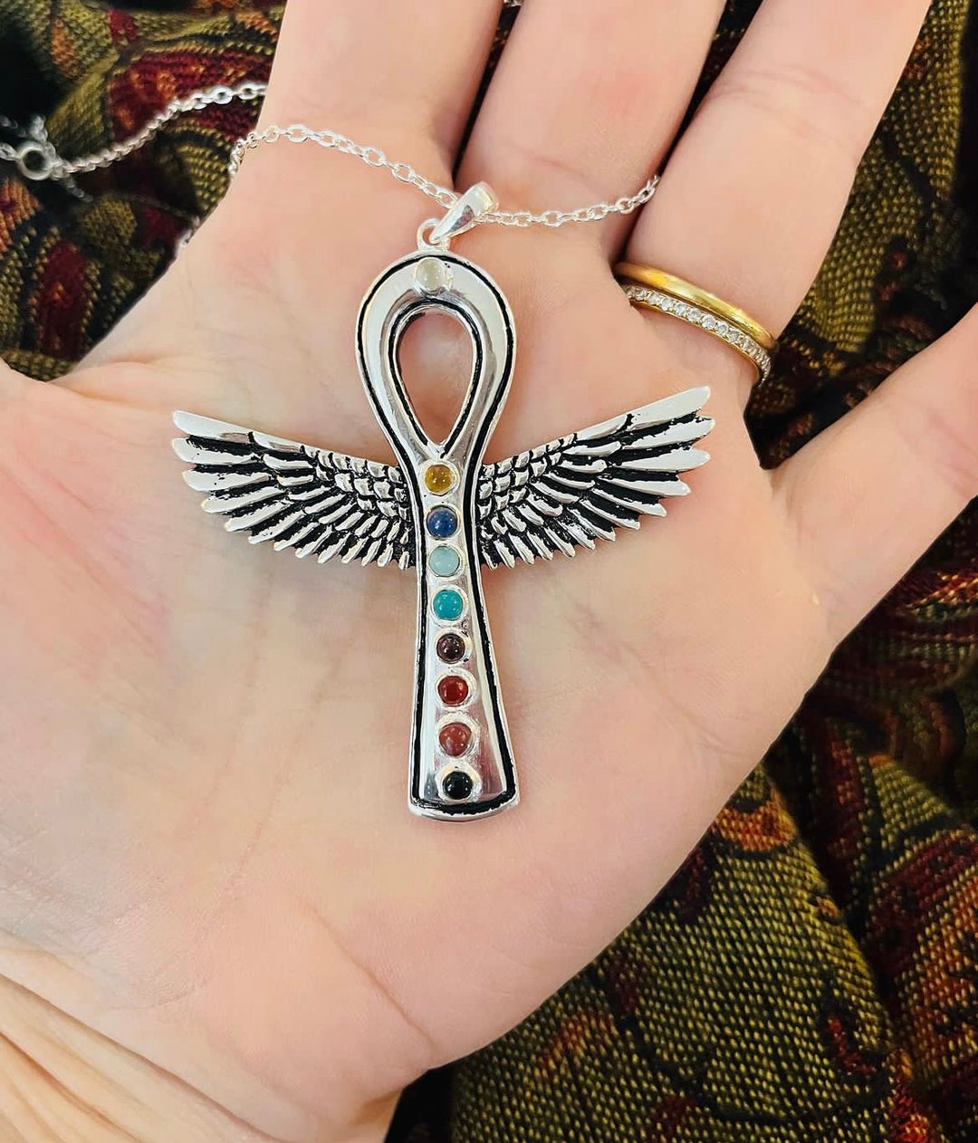 Egyptian Chakra Ankh With the Wings of Isis *healing/ Moonstone/lapis ...