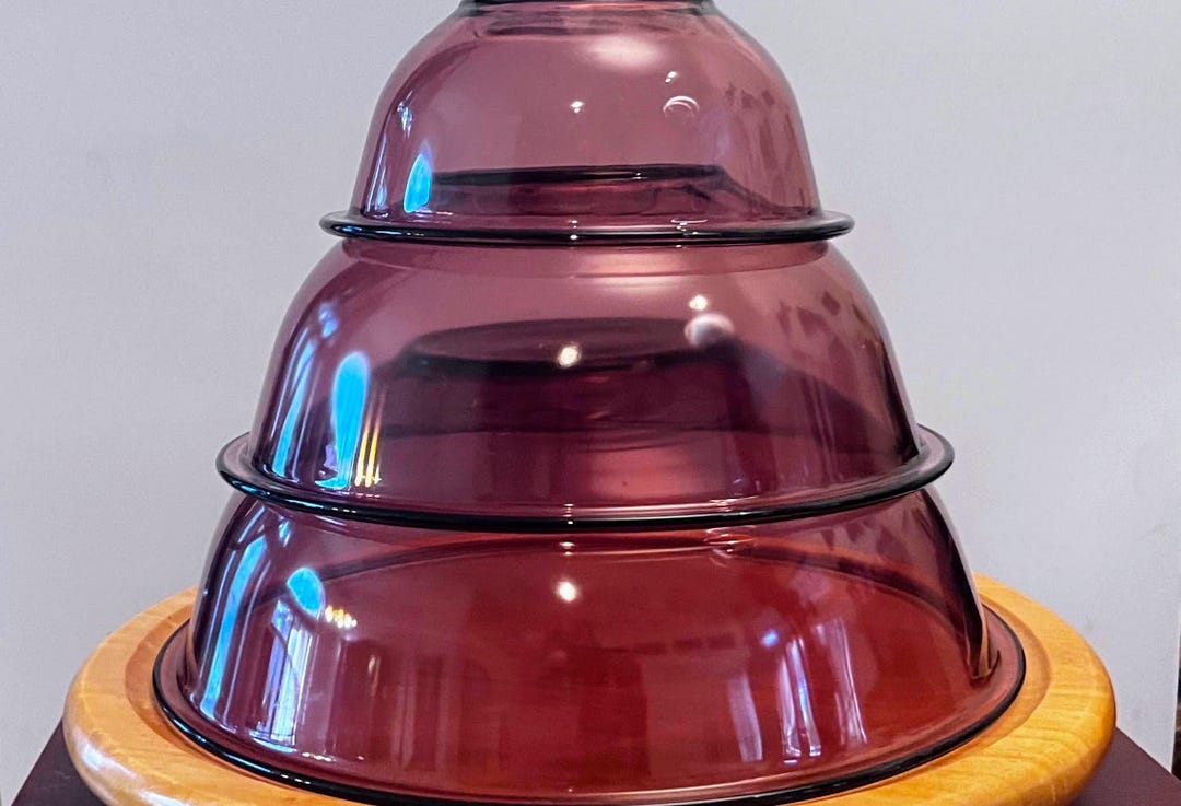 Vintage Pyrex Glass Nesting Mixing Bowls #322 325 326 Cranberry Color ...