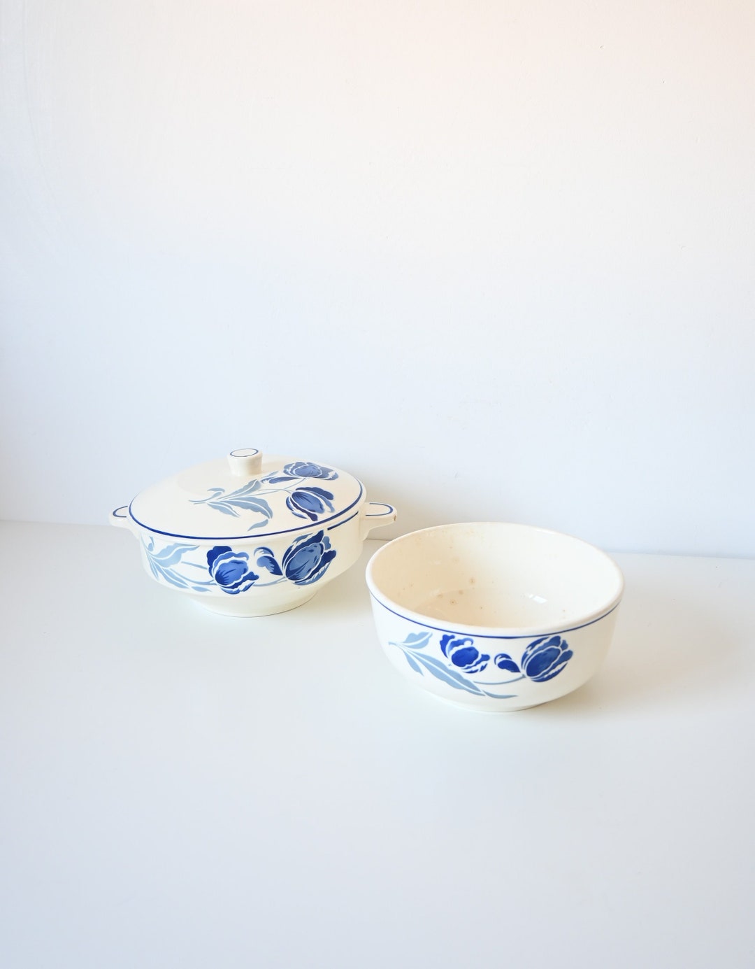 Salad Bowl and Tureen Set, Blue Flowers, Badonviller, Collection ...