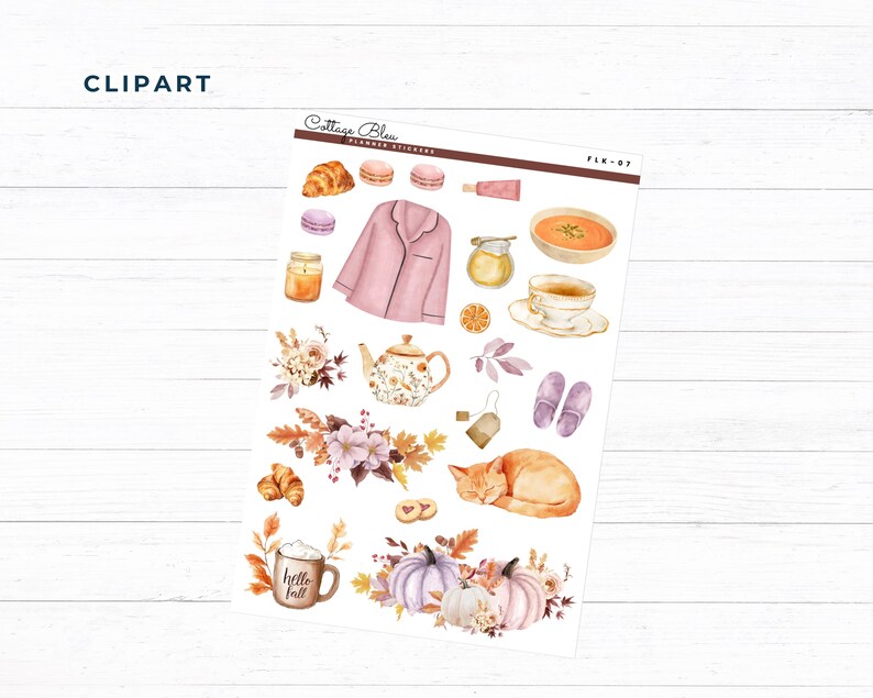 Fall Stickers for Journaling, Cozy Fall Clipart, Fall Junk Journaling ...