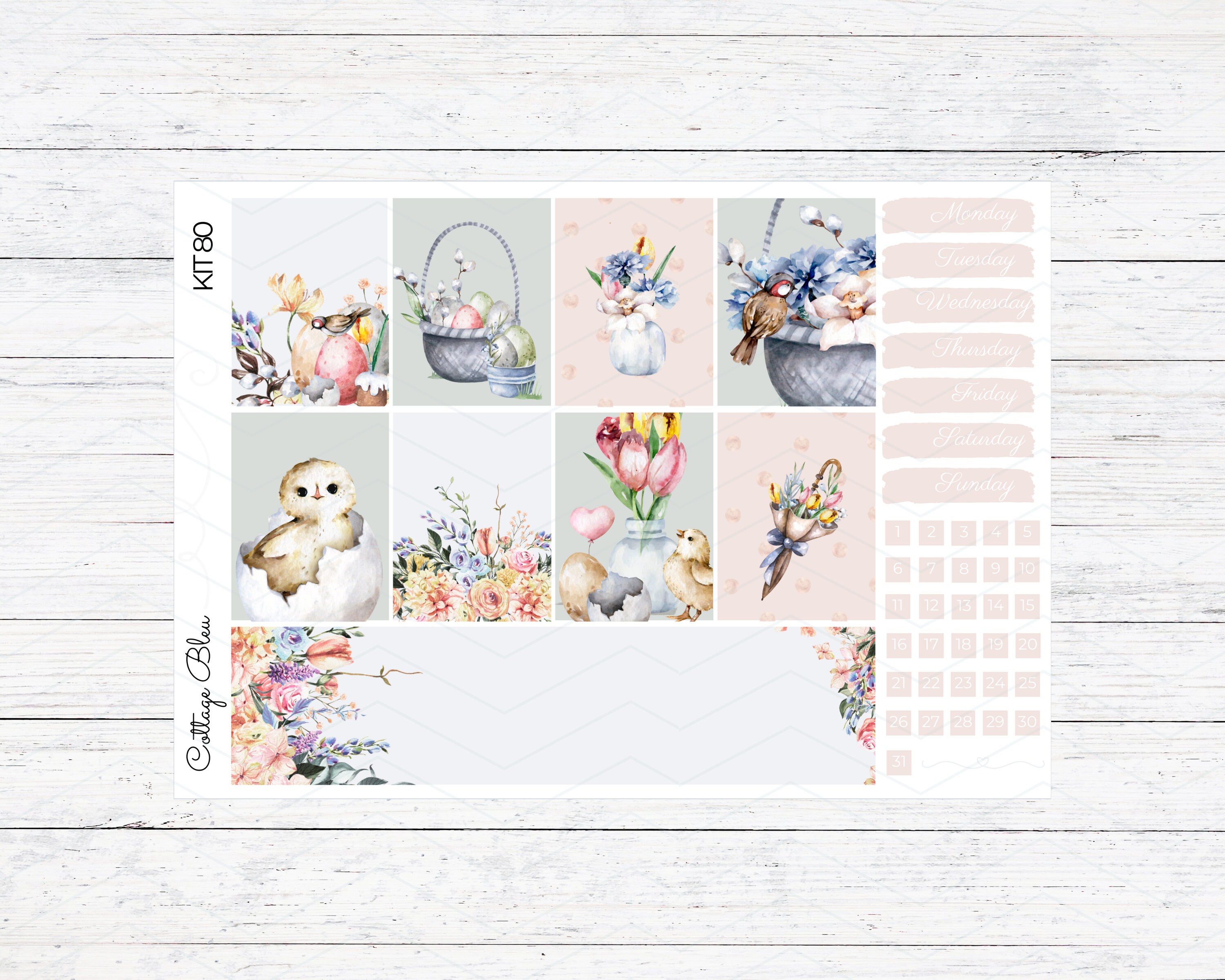 Weekly Easter Printable Planner Stickers 7x9 Spring and Easter Planning ...