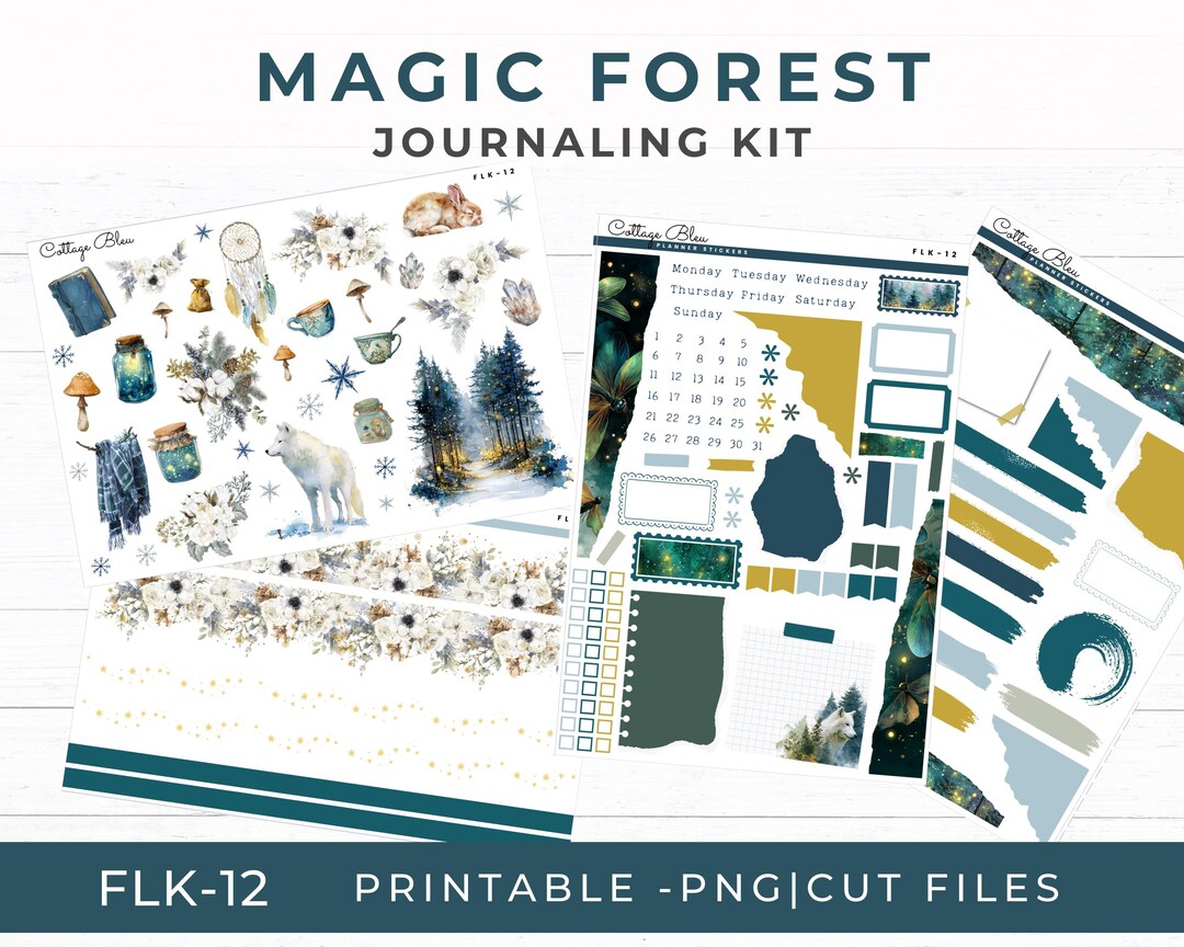 Winter Forest Printable Stickers, Magic Journaling Stickers, Weekly ...