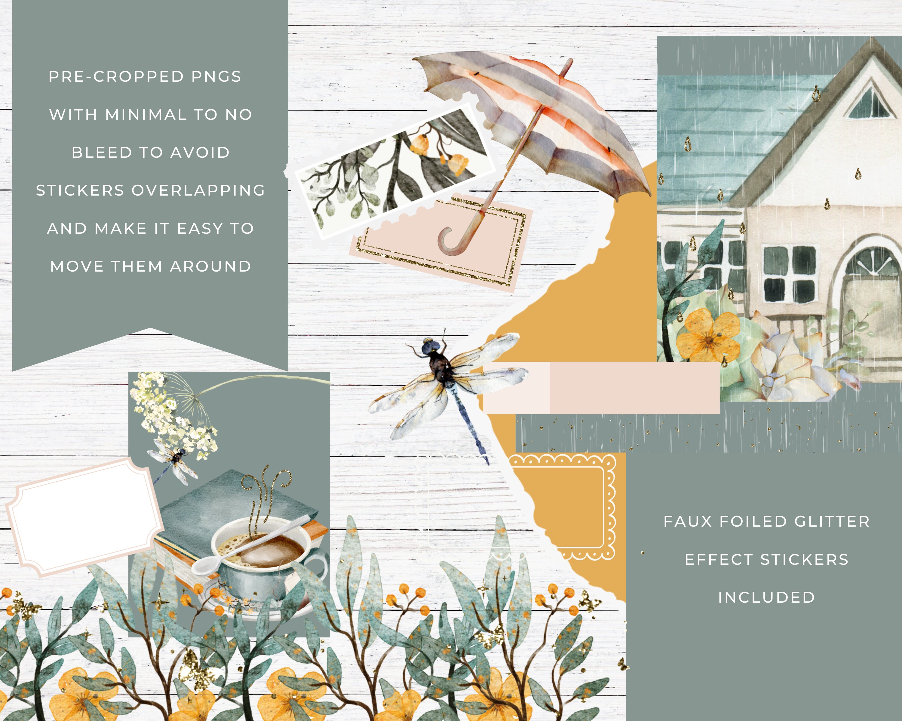 DIGITAL WEEKLY Rainy Days / Digital Planner Stickers / Lilac - Etsy