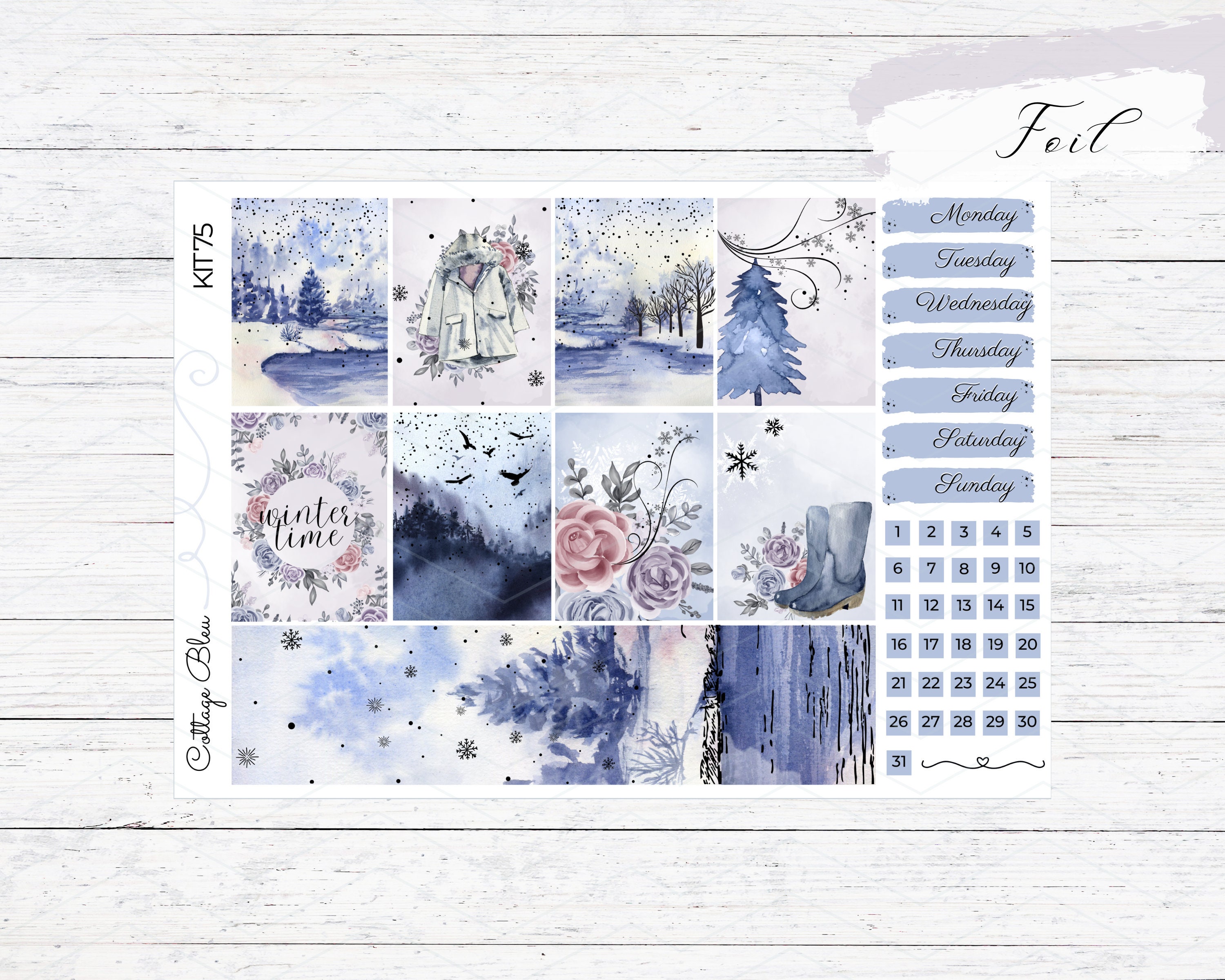 Winter Printable Stickers, Weekly Kit for Erin Condren Planner 7x9 ...