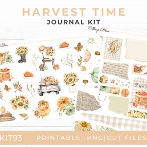 Printable Harvest Fall Journaling Stickers, Thanksgiving, Gratitude ...
