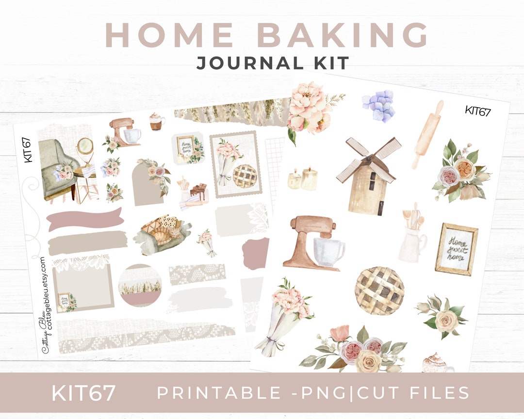 Journaling Sticker Kit, Home Baking, Printable Journaling Stickers ...