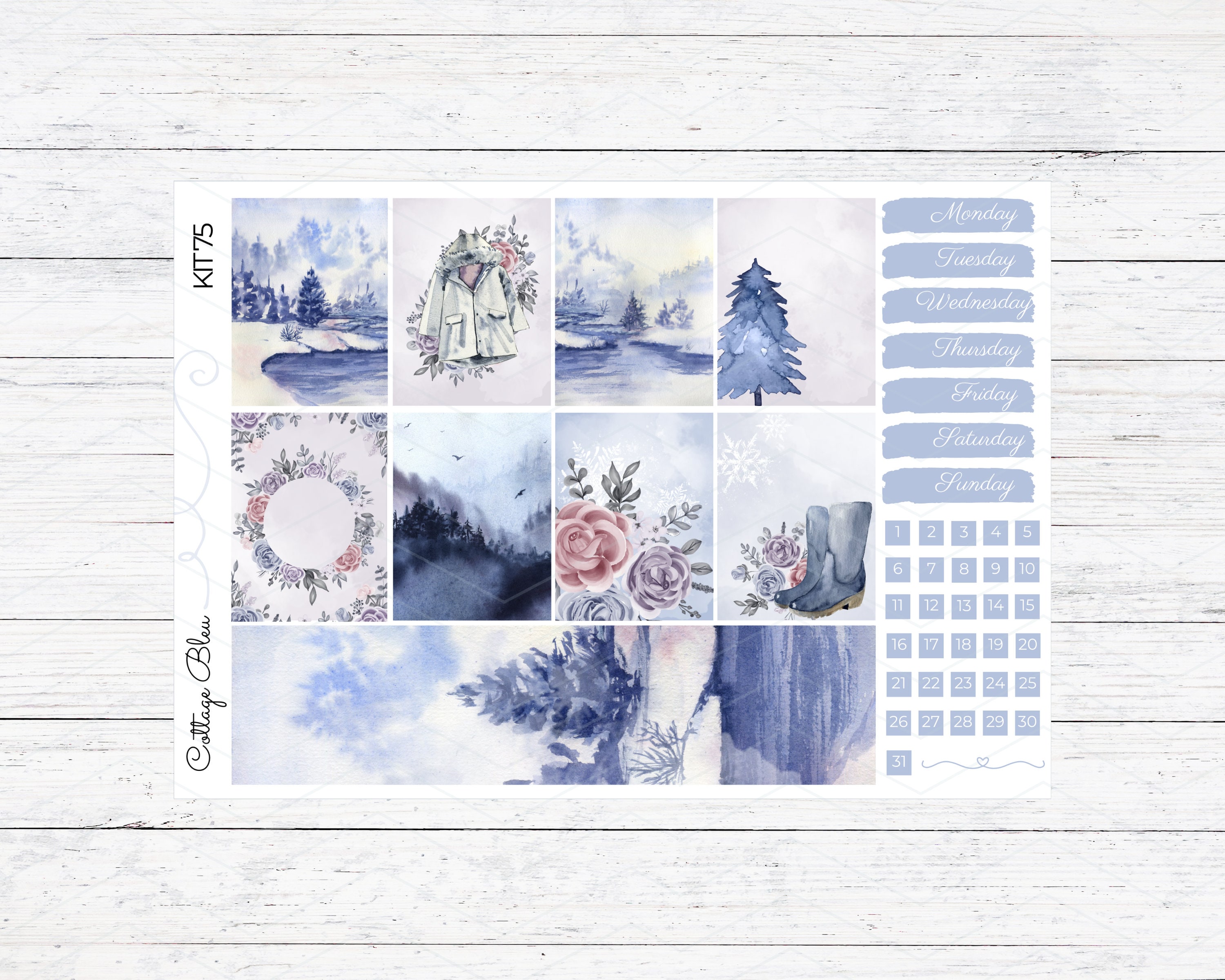 Winter Printable Stickers, Weekly Kit for Erin Condren Planner 7x9 ...