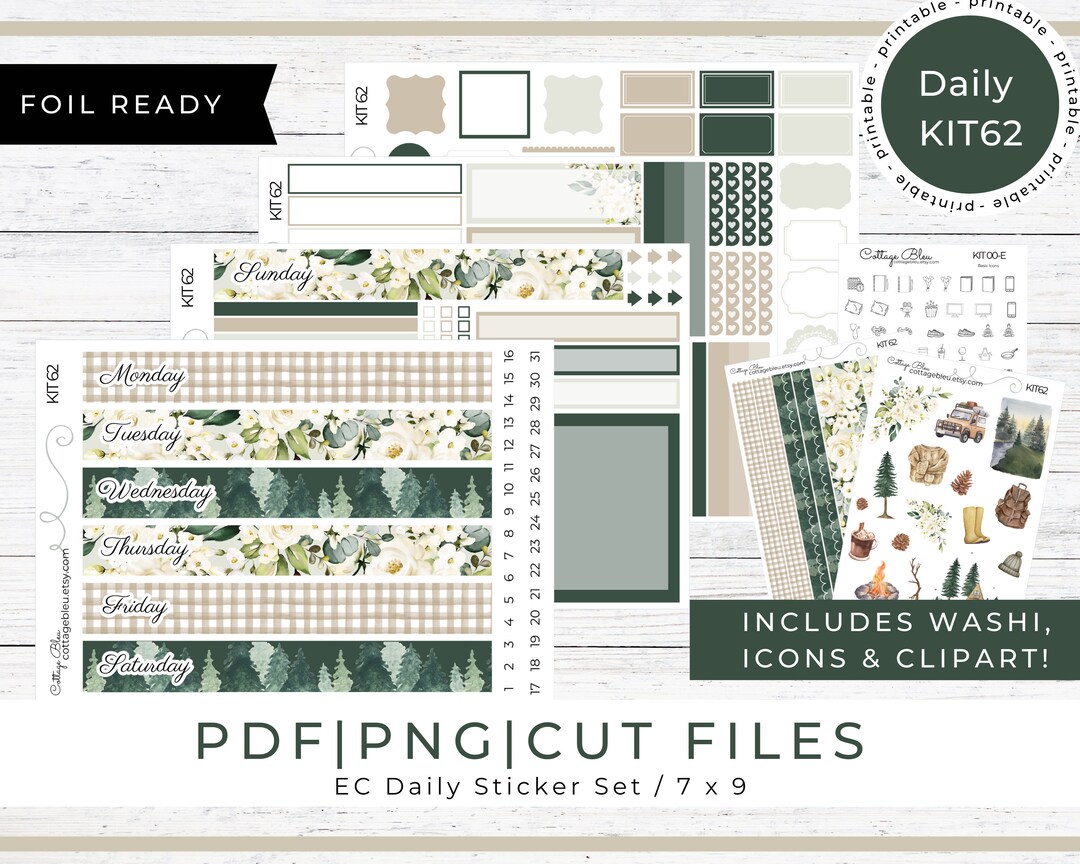 DAILY Camping Woods / Printable Planner Stickers / Fall and - Etsy