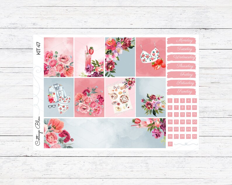 Printable Summer Stickers Weekly Planner 7x9 Foil Ready Silhouette ...