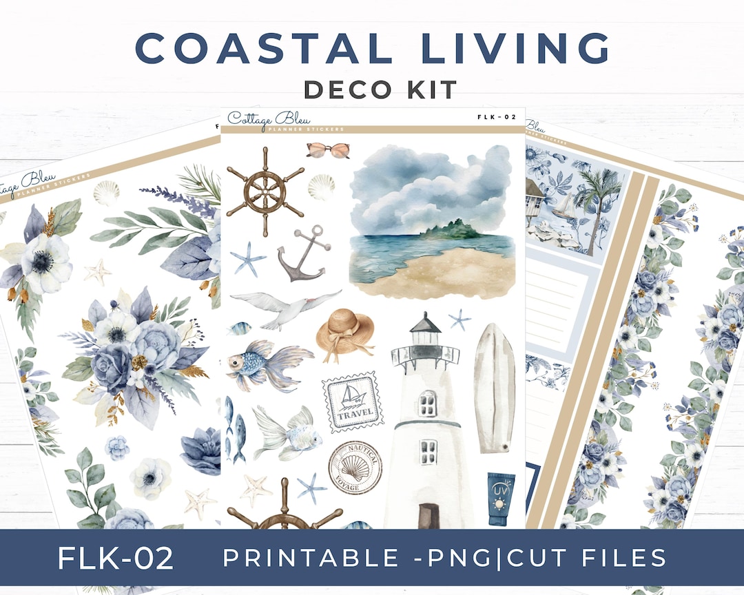 Printable Stickers for Journal, Coastal Summer Clipart, Summer Vacation ...
