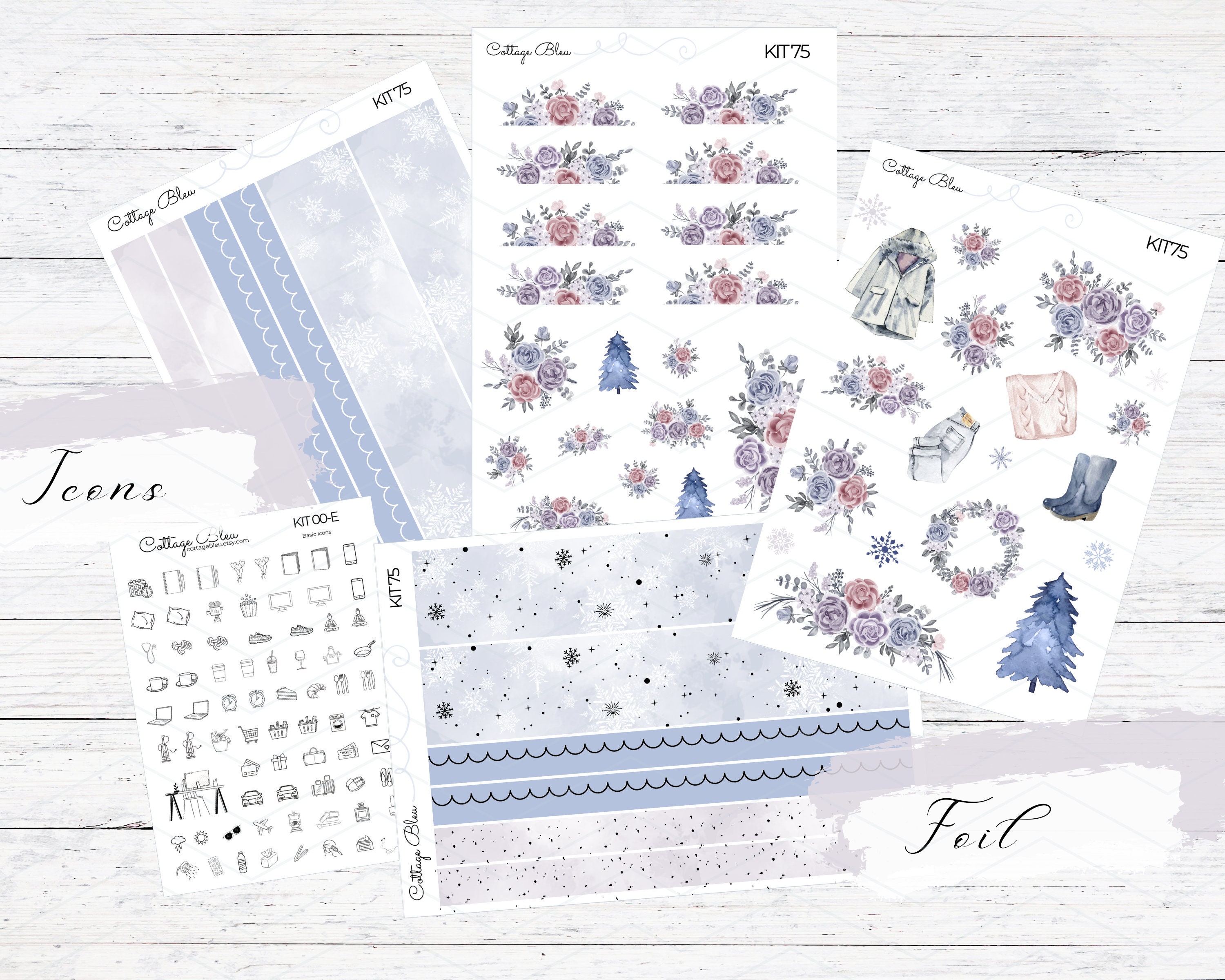 Winter Printable Stickers, Weekly Kit for Erin Condren Planner 7x9 ...