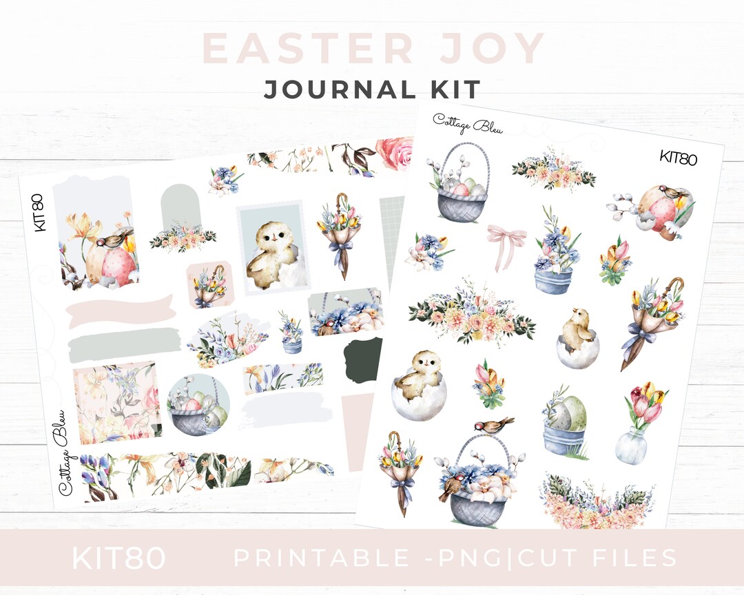Printable Journaling Stickers, Easter Floral, Spring, Pastel Stickers ...