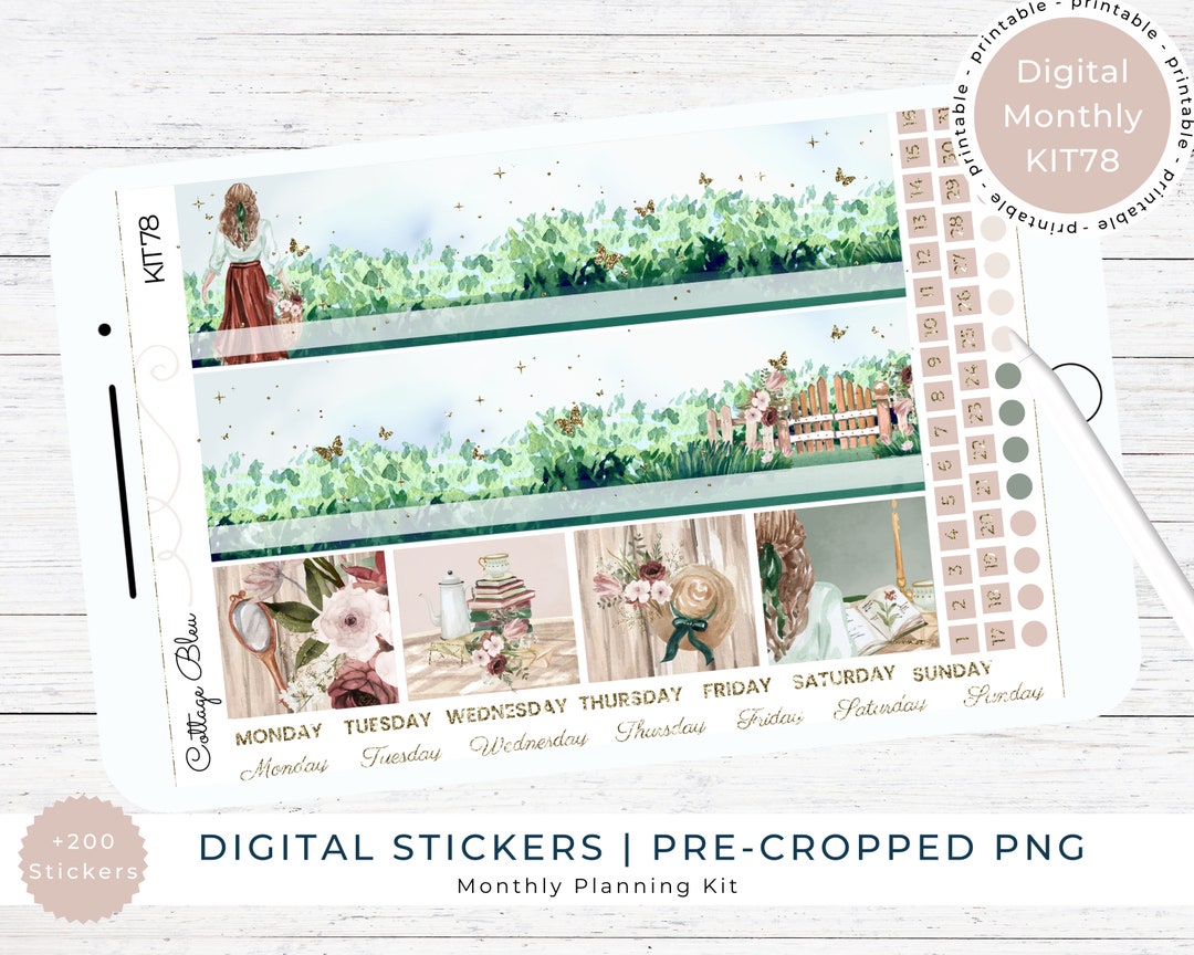 DIGITAL MONTHLY Spring Awake / Digital Planner Stickers /summer ...