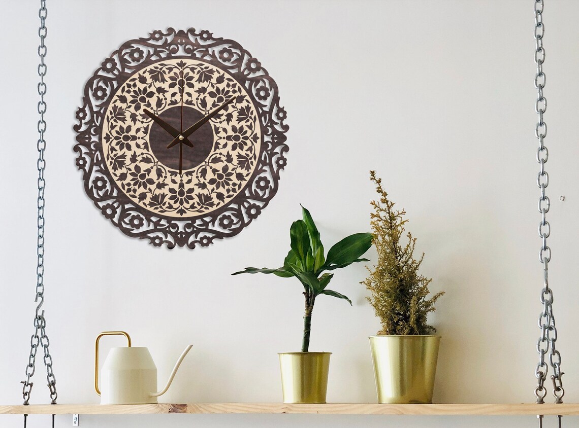 Wall Clock Flowerlarge Wall Clock Flowerwall Clock - Etsy