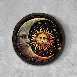 Sun and Moon Wall Clock, Sun Moon Clock, Celestial Wall Clock ...