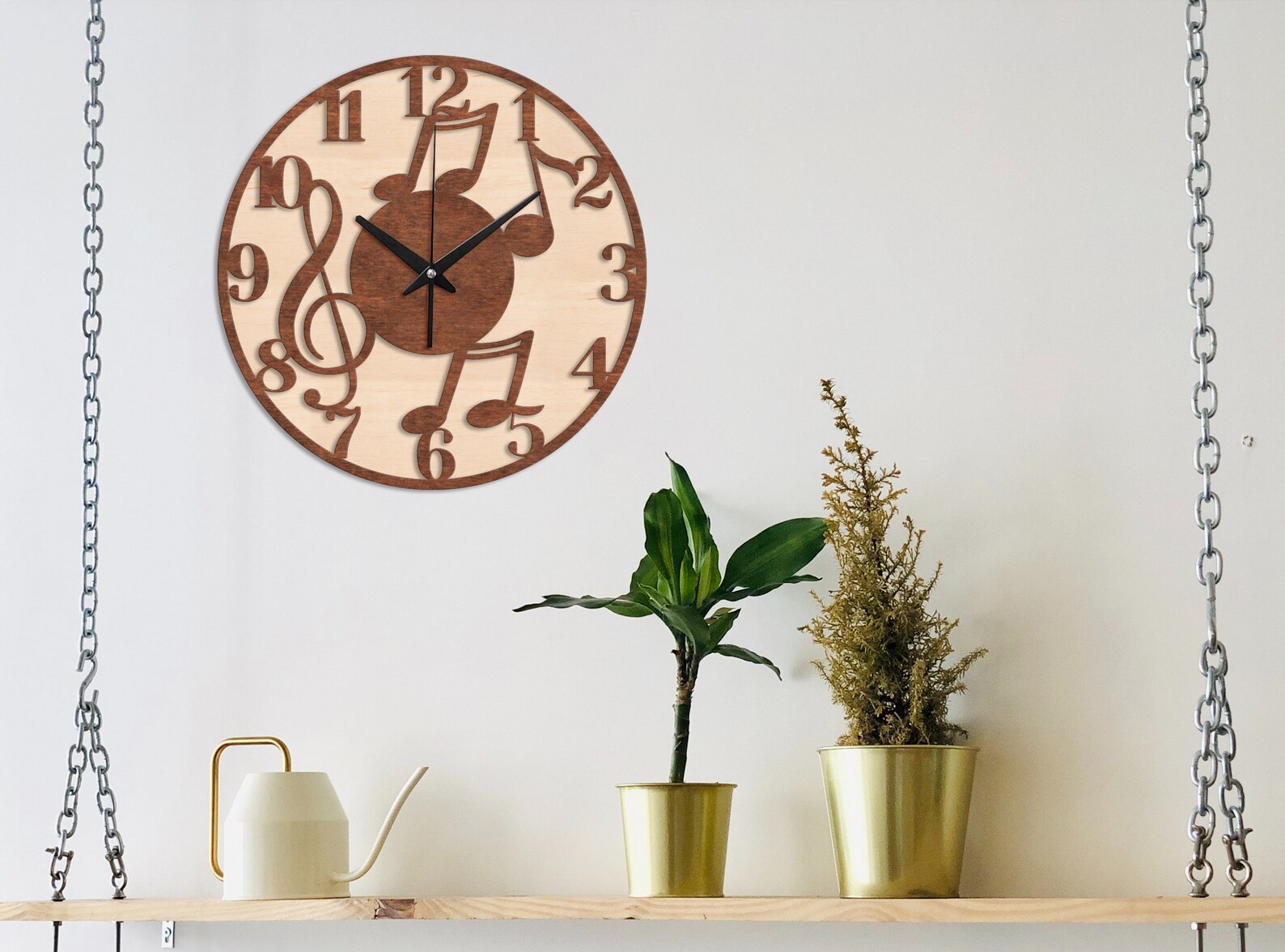 Music Note Clockmusic Note Wall Decormusic Wall Clockwood - Etsy
