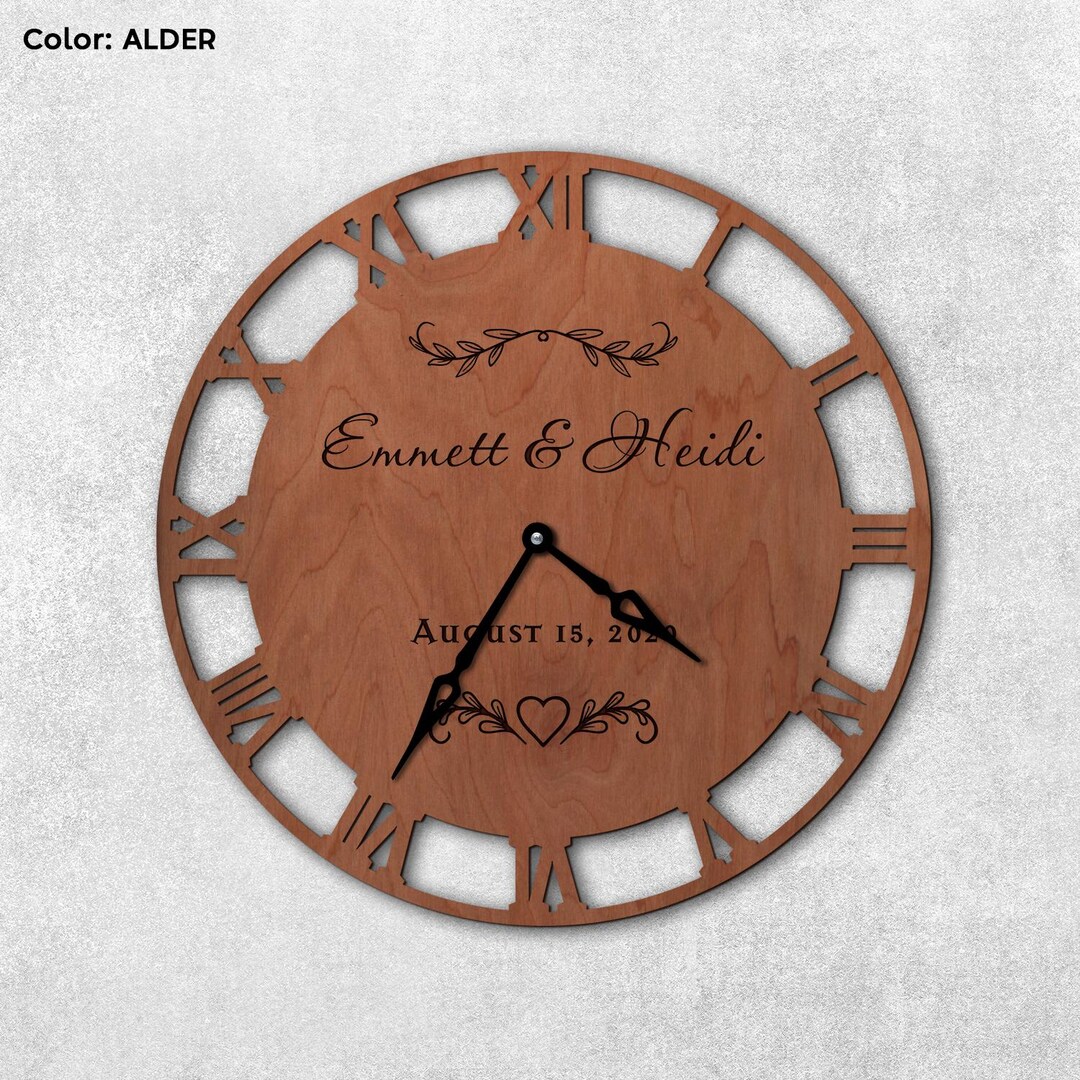 Custom Anniversary Clock Small, Custom Family Name Wall Clock, Wedding ...
