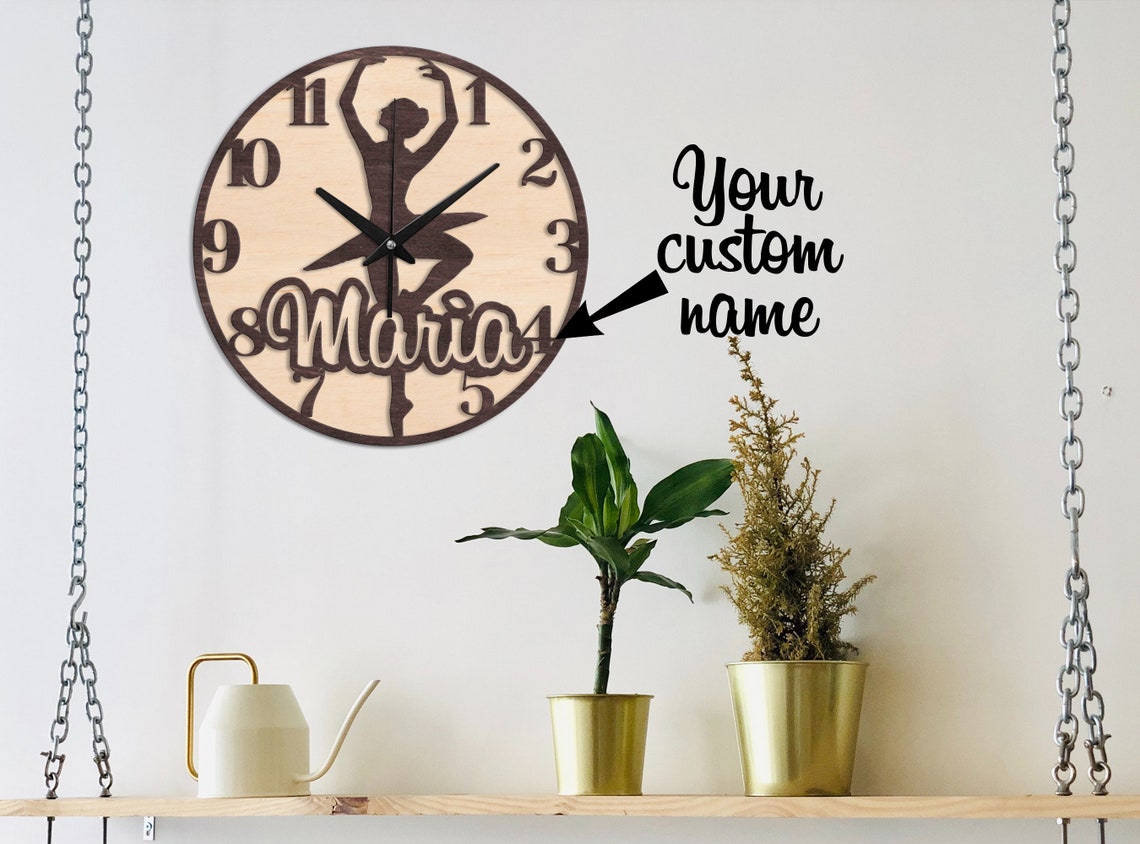 Ballerina Clockwood Clock Personalizedballerina Wall - Etsy