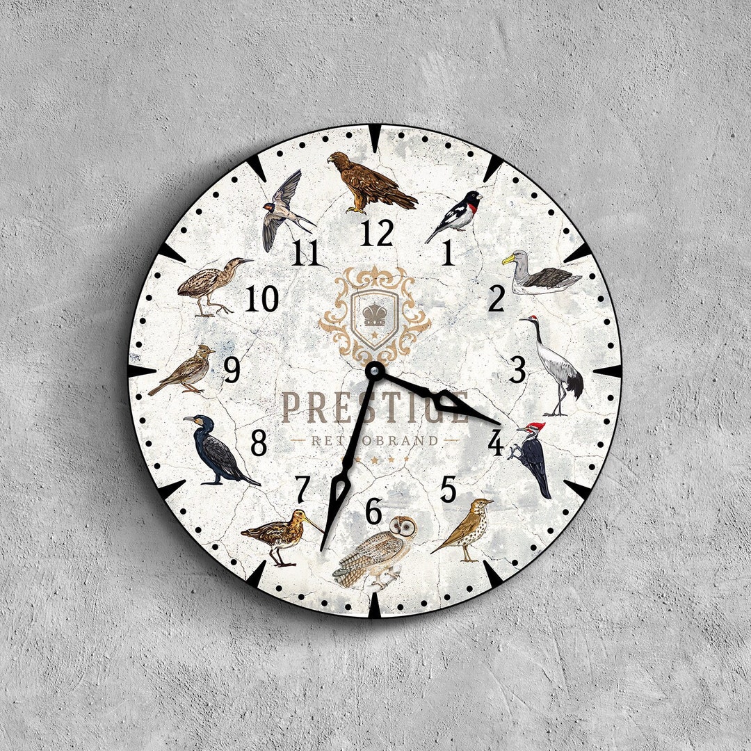 Audubon Clock, Birds Wall Clock 12 Inch, Retro Wall Clock, Vintage Wall ...
