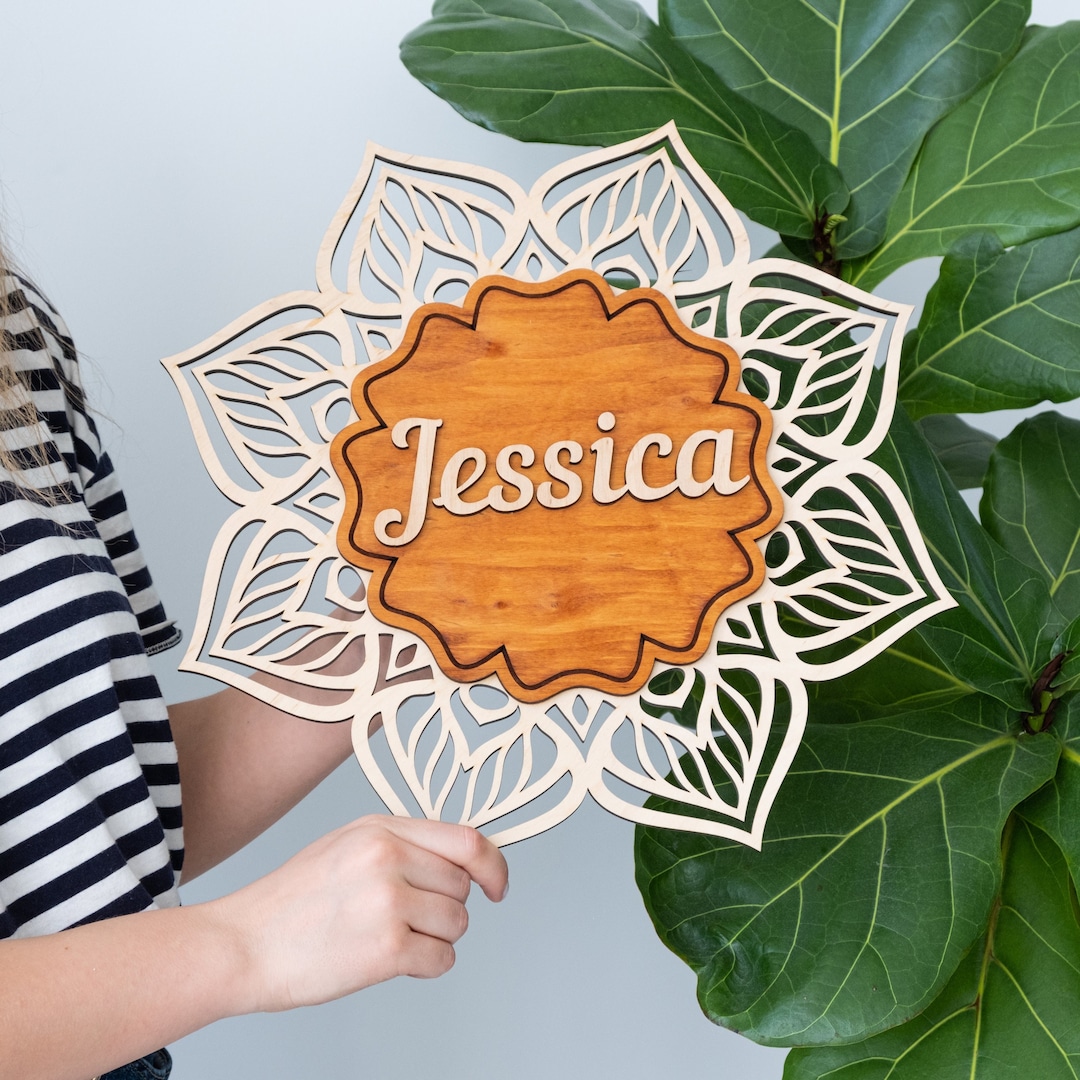 Mandala Name Sign, Custom Mandala Wall Art, Flower Mandala Name Decor ...