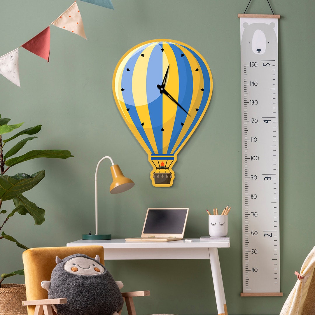 Hot Air Balloon Wall Clock, Nursery Clock Adventure, Adventure Decor ...