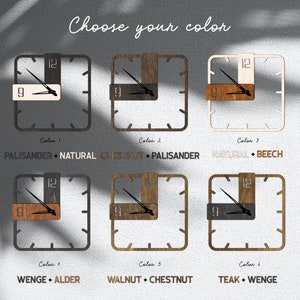 Square Wood Wall Clock, Minimalist Wall Clock, Nordic Wall Clock ...