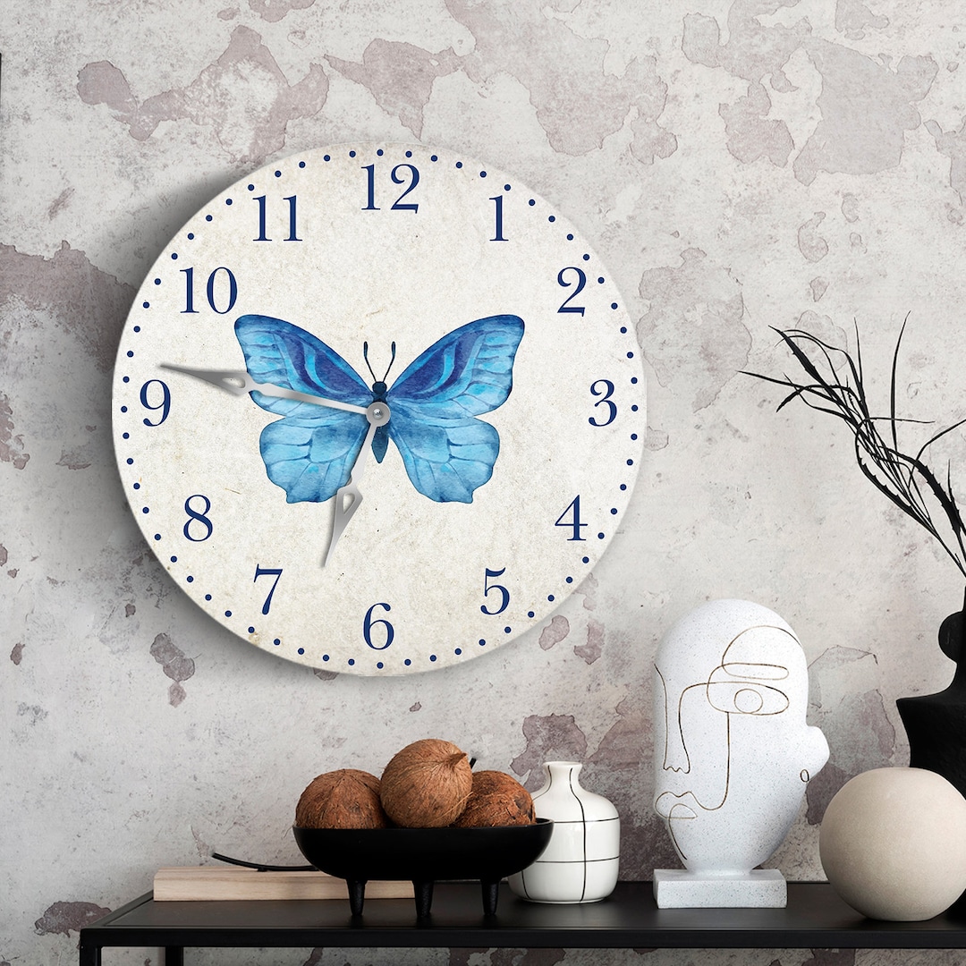 Butterfly Wall Clock, Nursery Wall Clock, Kids Wall Clock, Decorative ...