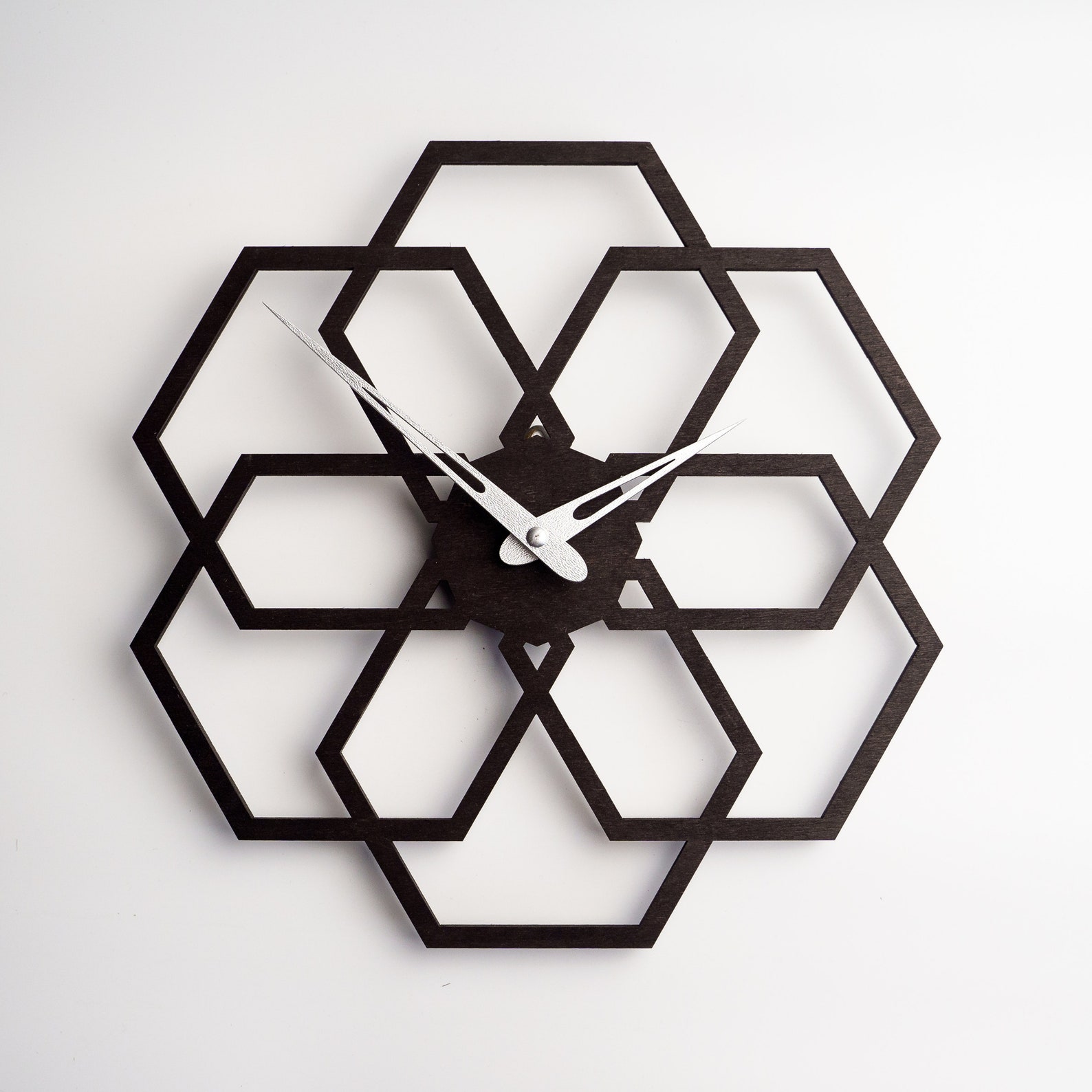 Wall Clock Geometric,unique Wall Clock for Living Room,geometric Wood ...