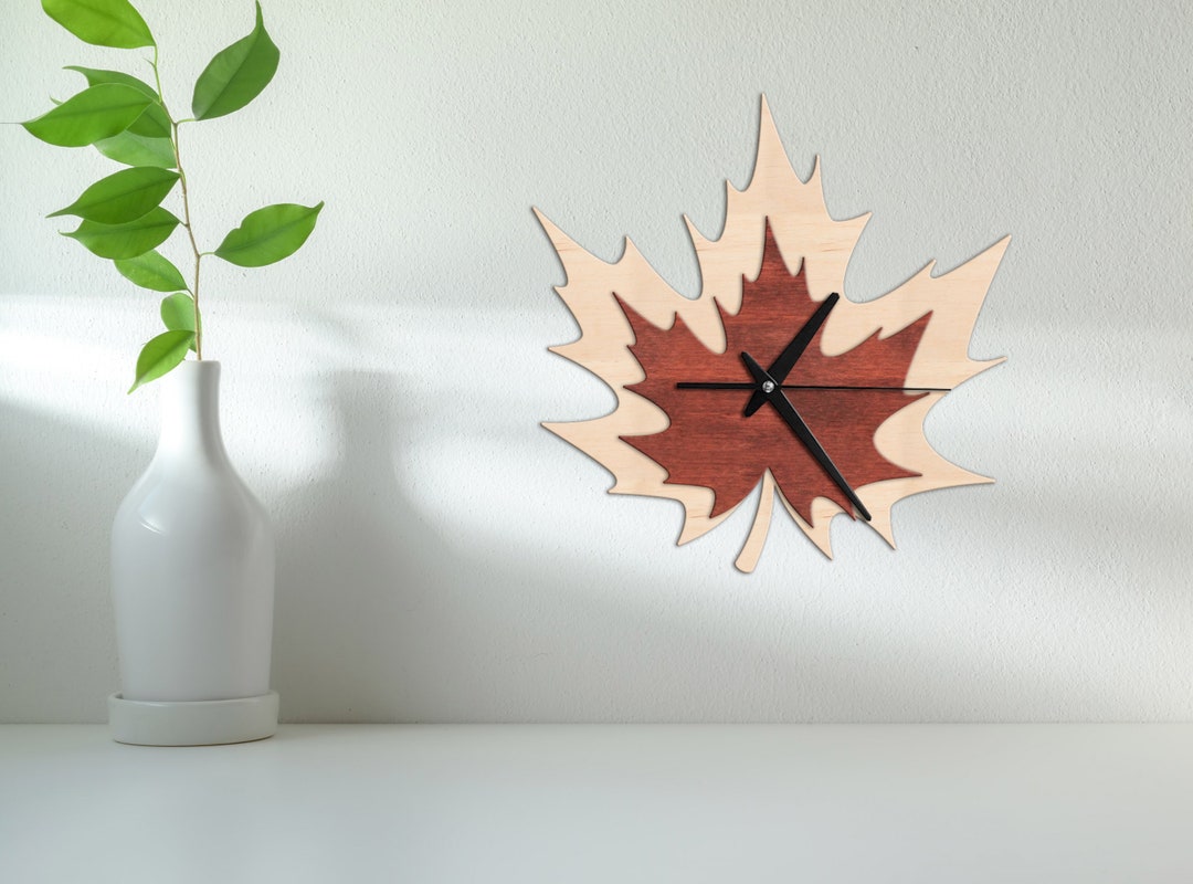 Maple Leaf Clock,maple Leaf Wall Decor,maple Leaf Wall Art,leaf Clock ...