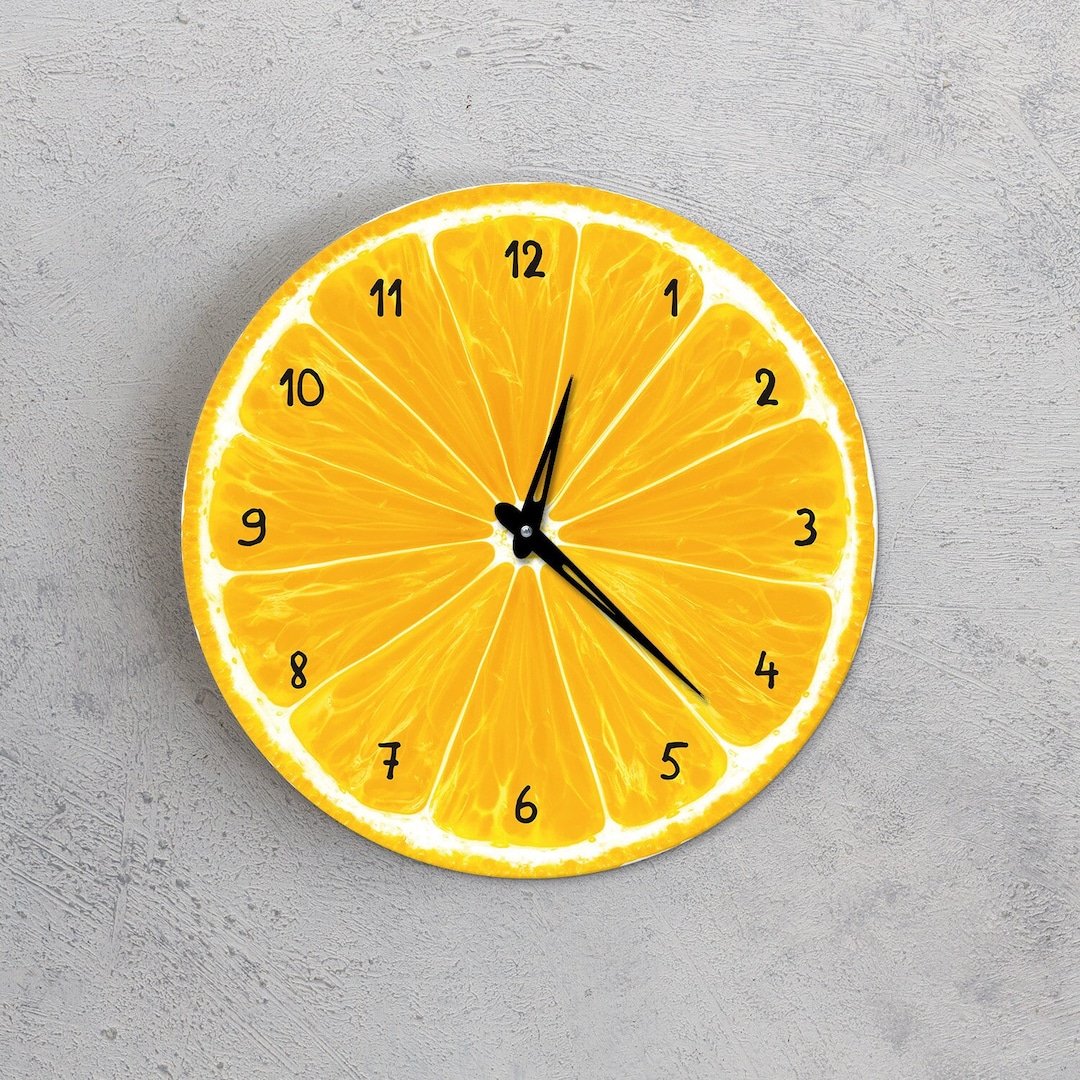 Lemon Wall Clock, Citrus Clock, Citrus Wall Decor, Citrus Fruit Prints ...