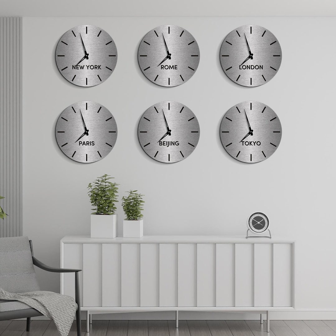 Multi Time Zone Clock, City Wall Clock Custom, World Time Zone Clock ...
