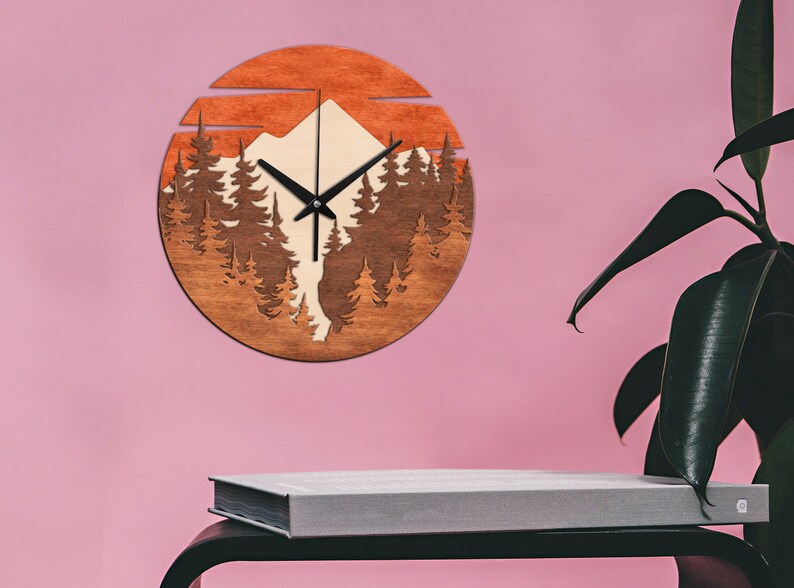 Mountain Wall Clockmountain Clockmountain Wood Wall - Etsy