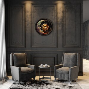 Sun and Moon Wall Clock, Sun Moon Clock, Celestial Wall Clock ...