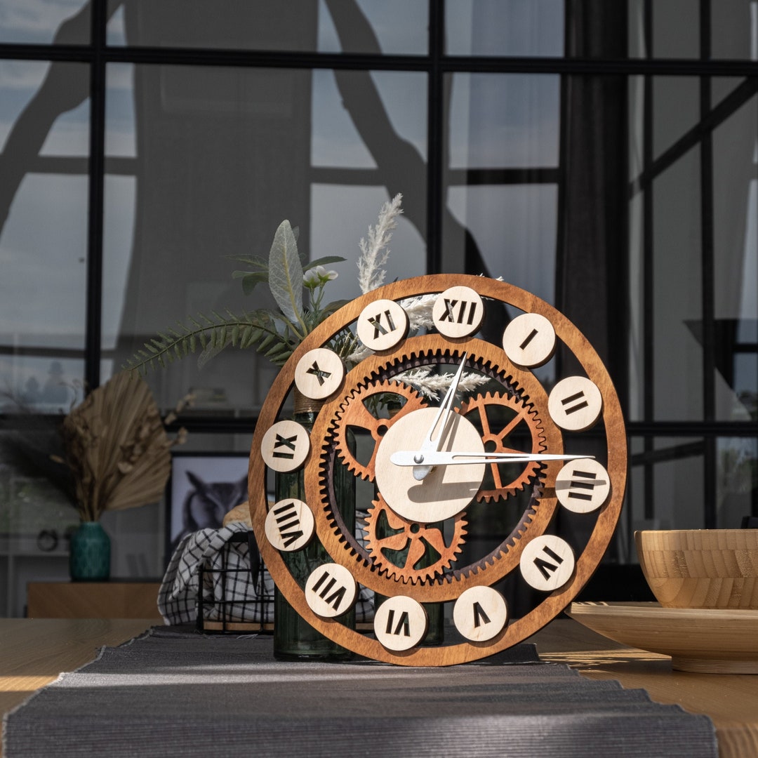 Gear Wall Clock, Steampunk Wall Clock, Mechanical Wall Clock, Laser Cut ...